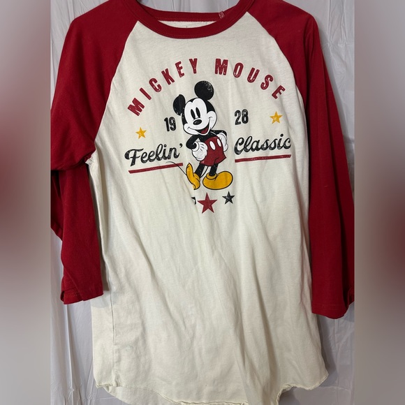 Disney | Shirts | Mickey Mouse Red And Off White Raglan | Poshmark
